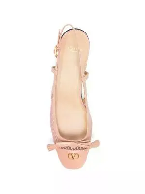 Valentino Garavani Ballerina Slingback With Mesh And Kidskin - Pink
