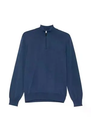 Canali Zip-neck Sweater - Blue