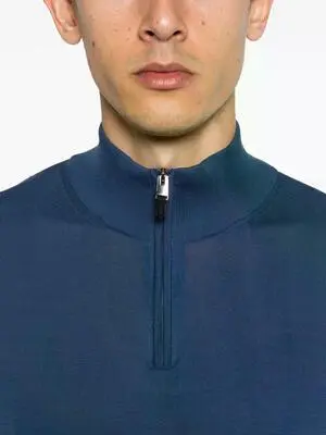 Canali Zip-neck Sweater - Blue