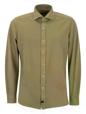 FAY French-collar Cotton Shirt - Green