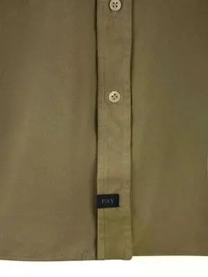 FAY French-collar Cotton Shirt - Green