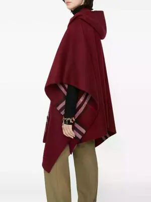 Burberry Cashmere Hooded Cape With Embroidered Equestrian Knight Design
