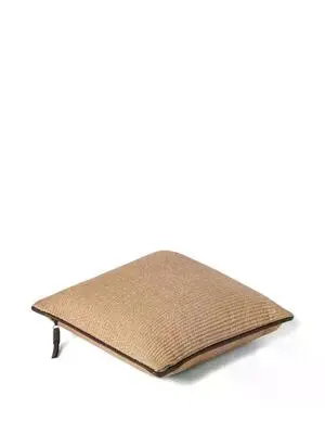 Brunello Cucinelli Raffia-effect Techno Cotton Cushion With Leather Piping