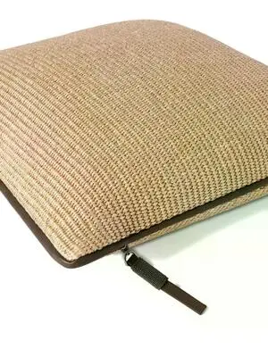 Brunello Cucinelli Raffia-effect Techno Cotton Cushion With Leather Piping