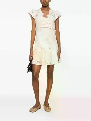 Sandro Mini Guipure Lace Dress - Neutrals