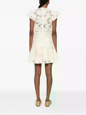 Sandro Mini Guipure Lace Dress - Neutrals