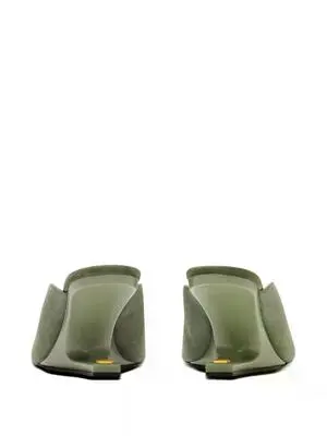 Balmain Suede Open-toe Mules - Green