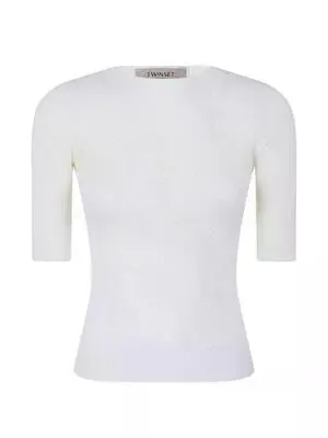 TWINSET Ribbed Knitted Top - White