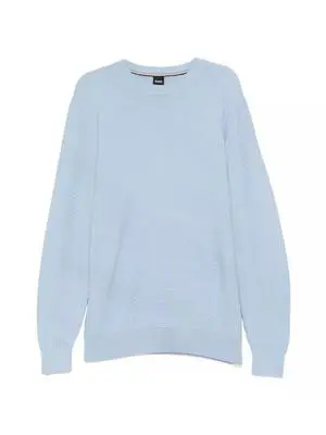 BOSS Textured Crew Neck Sweater - Blue