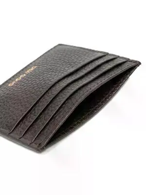DELL'OGLIO Grained-leather Cardholder - Brown