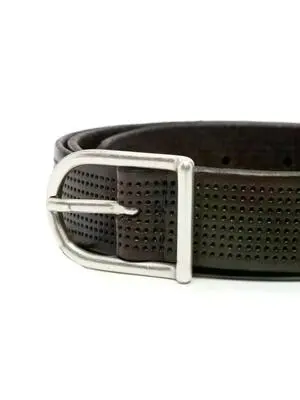 DELL'OGLIO Perforated Leather Belt - Brown