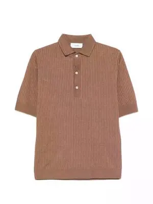 LARDINI Ribbed Polo Shirt - Brown