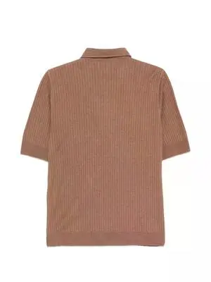 LARDINI Ribbed Polo Shirt - Brown