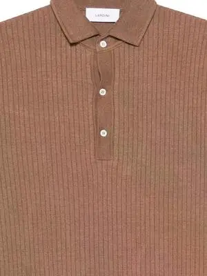 LARDINI Ribbed Polo Shirt - Brown