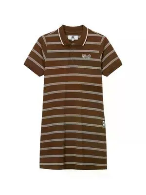 CHOCOOLATE Striped Polo Shirt Dress - Brown