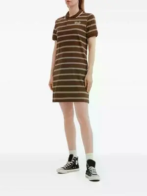 CHOCOOLATE Striped Polo Shirt Dress - Brown