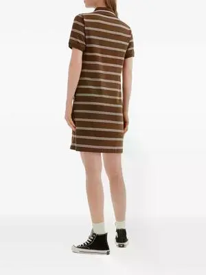 CHOCOOLATE Striped Polo Shirt Dress - Brown