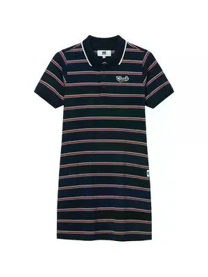CHOCOOLATE Striped Polo Dress - Blue