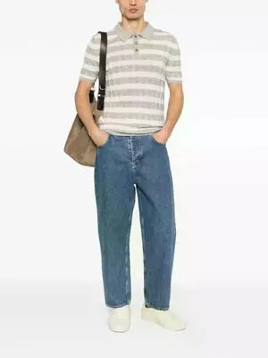 AMARANTO Striped Polo Shirt - Grey