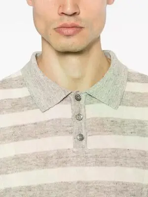 AMARANTO Striped Polo Shirt - Grey