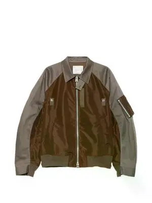 Sacai Zipped Panelled Jacket - Brown