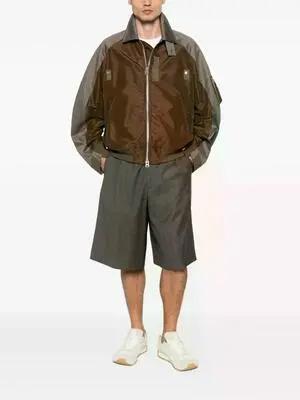 Sacai Zipped Panelled Jacket - Brown