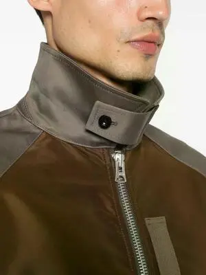 Sacai Zipped Panelled Jacket - Brown