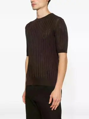 LUIGI GENTILE Open-knit Short-sleeved Sweater