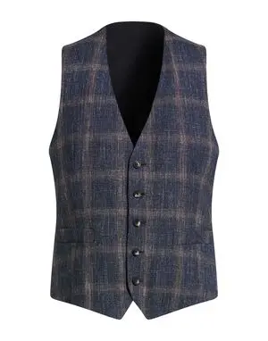 LARDINI Tailored Vest In Wool, Cotton, And Linen - Navy