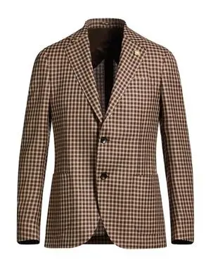 LARDINI Woven Checked Single-breasted Blazer