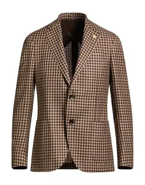 LARDINI Woven Checked Single-breasted Blazer