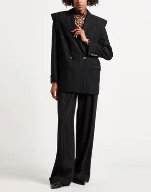 Versace Wool Blend Pinstriped Blazer - Black