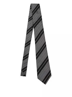 Saint Laurent Striped Neck Tie - Grey