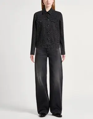 Costume National Denim Trucker Jacket With Geometric Print