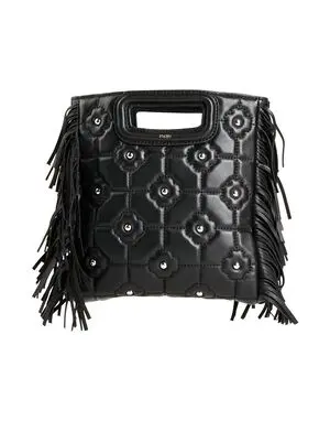 Maje Leather Handbag With Appliqués - Black