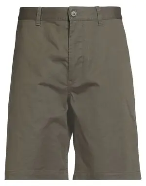 Wood Wood Military Cotton Gabardine Shorts - Green