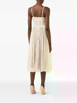 Elisabetta Franchi Floral Lace Bustier Dress - Neutrals