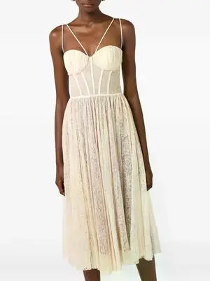Elisabetta Franchi Floral Lace Bustier Dress - Neutrals