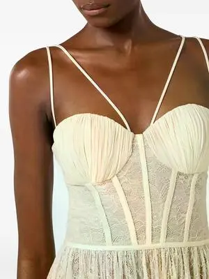 Elisabetta Franchi Floral Lace Bustier Dress - Neutrals