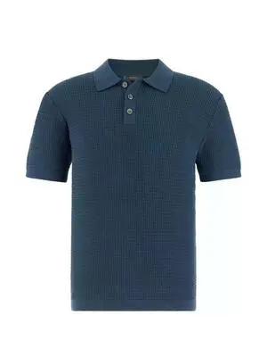 Boggi Milano Knitted Polo Shirt In Organic Cotton - Blue