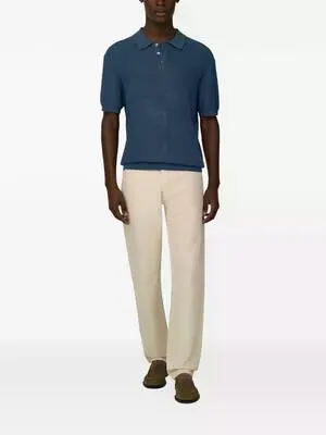 Boggi Milano Knitted Polo Shirt In Organic Cotton - Blue
