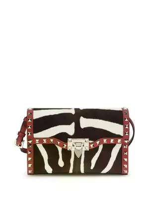 Valentino Garavani Small Rockstud Zebra-print Shoulder Bag - Brown
