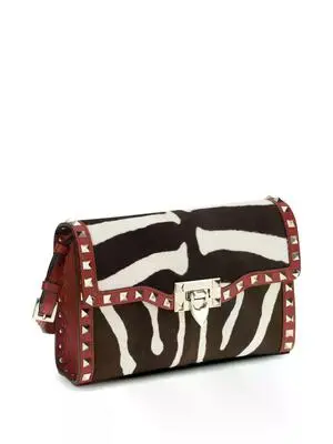 Valentino Garavani Small Rockstud Zebra-print Shoulder Bag - Brown