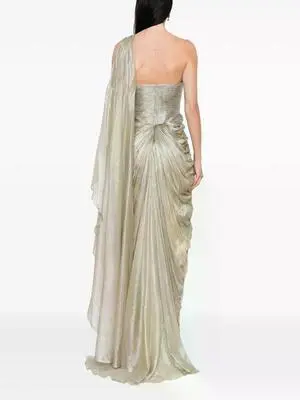 IRIS SERBAN Aria Floral One-shoulder Maxi Dress - Grey