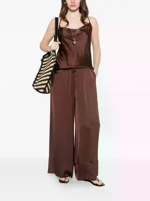 Dixie Drawstring Waist Palazzo Pants - Brown
