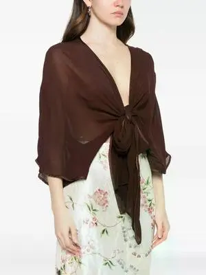 Dixie Tie-front Blouse - Brown