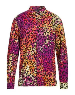 Just Cavalli Man Shirt Emerald Green Size 38 Cotton, Viscose Plum