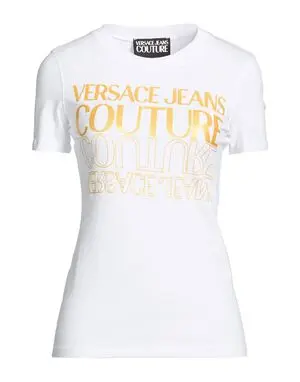 Versace Cotton And Elastane T-shirt With Metallic Trim - White