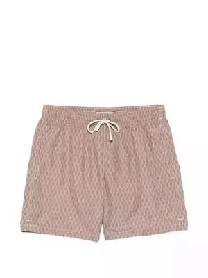 Canali Patterned Drawstring Swim Shorts - Brown