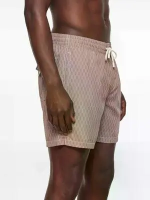 Canali Patterned Drawstring Swim Shorts - Brown